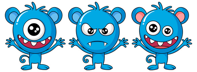 Set of different three monsters Royalty Free Vector Image