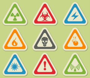 Set of yellow warning signs Royalty Free Vector Image