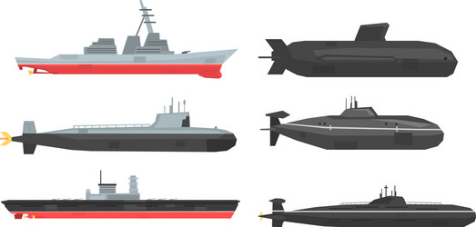 Naval combat ships collection military boat Vector Image