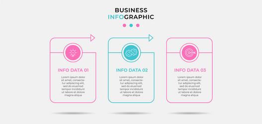 Business infographics presentation with 3 steps Vector Image