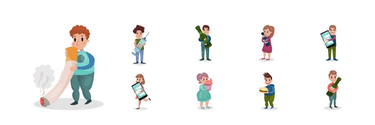 People characters having bad habits and harmful Vector Image