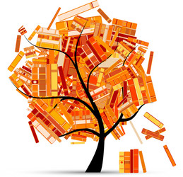 Books library on tree branches for your design Vector Image