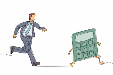 Continuous one line drawing businessman chasing Vector Image