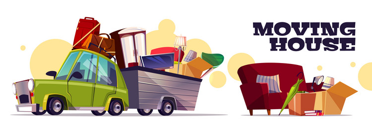 Family moving to new home cartoon concept Vector Image