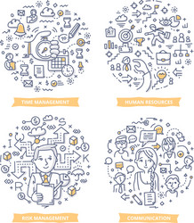 Project management doodle concept Royalty Free Vector Image