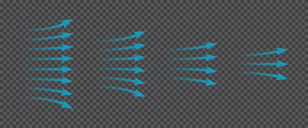 Air flow set of blue arrows showing direction Vector Image