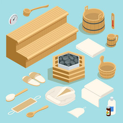 Sauna and bath house accessories colourful Vector Image