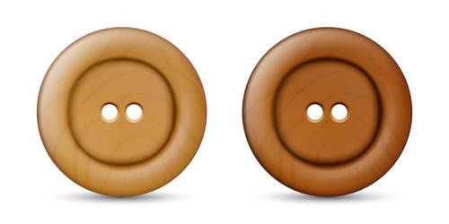 3d realistic wooden button for clothes icon Vector Image