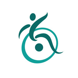 Passionate disability people support logo wheel Vector Image