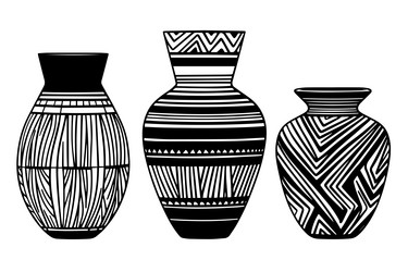 Set of ancient vase hand drawn ink sketch Vector Image