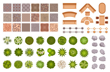 Garden landscape design elements aerial top view Vector Image