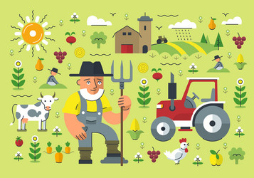 Organic farming food and farmer agriculture Vector Image