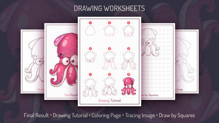 How to draw a squid step by drawing tutorial Vector Image
