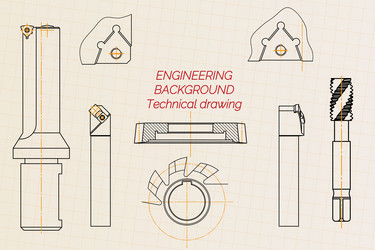 Mechanical engineering drawings on light Vector Image