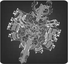 Radial engine blueprints Royalty Free Vector Image