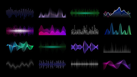 Sound waves frequency audio waveform music wave Vector Image