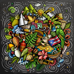 Puerto rico cartoon doodle Royalty Free Vector Image