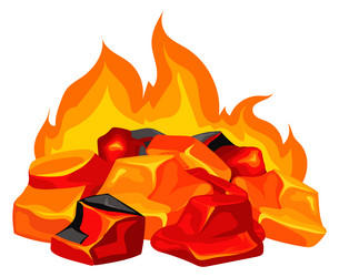 Hot smoldering coal cartoon icon burning charcoal – Royalty-Free Vector ...