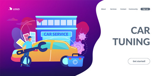 Car tuning concept landing page Royalty Free Vector Image