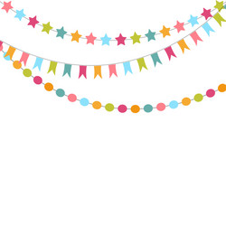 Colorful flags with falling golden shining stars Vector Image