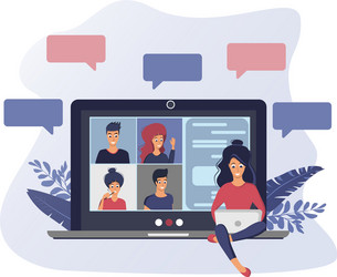 Making conference via modern computer Royalty Free Vector