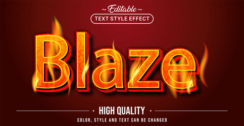 Editable text style effect - blazing text style Vector Image