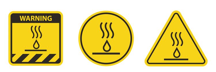Caution hot liquids burn hazard symbol sign Vector Image