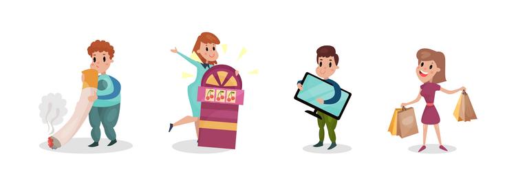 People characters having bad habits and harmful Vector Image