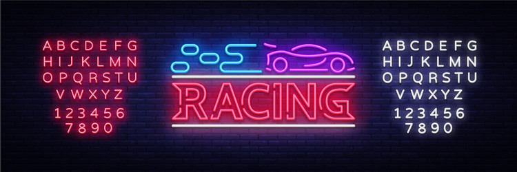 Race neon sign racing design template Royalty Free Vector