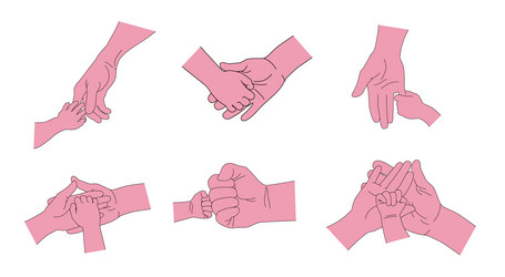 Father hand and baby lying Royalty Free Vector Image