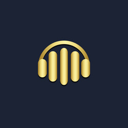 Play music button gold logo Royalty Free Vector Image