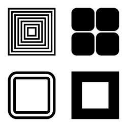 Square flat icon set isolated on white background Vector Image