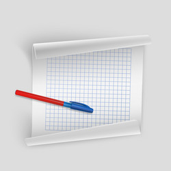 White sheet of paper with realistic pen sheet Vector Image