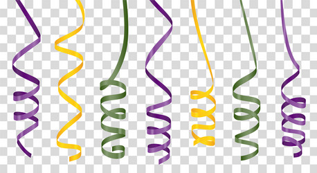 Colorful curly ribbons set on transparent Vector Image