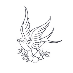 Hand drawn of swallow bird Royalty Free Vector Image