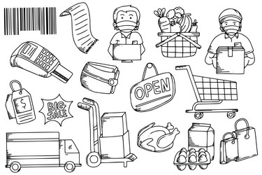 New normal retail shop doodle design Royalty Free Vector