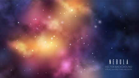 Space background with yellow and blue nebula Vector Image