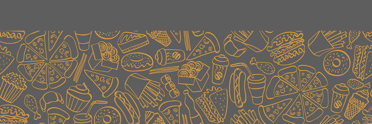 Street food doodle seamless horizontal border Vector Image