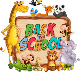 Back to school template with animals Royalty Free Vector
