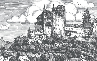 Castle Etching Vector Images (over 150)