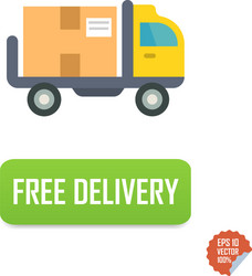 Fast delivery button with truck Royalty Free Vector Image