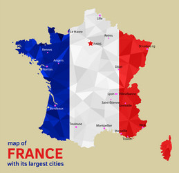 Map of france with main cities french Royalty Free Vector