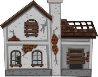 Brick house in bad condition Royalty Free Vector Image