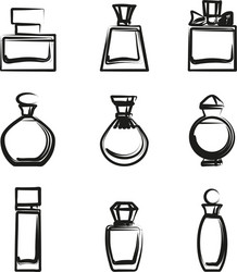 Drawing perfume bottles Royalty Free Vector Image