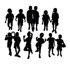 Silhouette student girl with school supplies Vector Image