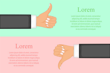 Two hands showing thumb up and down signs Vector Image