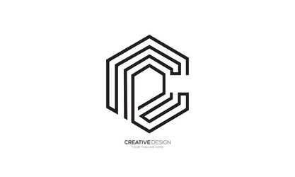 Letter c p o circle shape line art minimal Vector Image