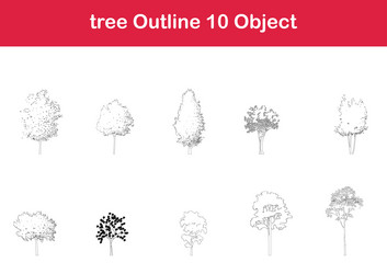 Tree line drawing side view graphics Royalty Free Vector