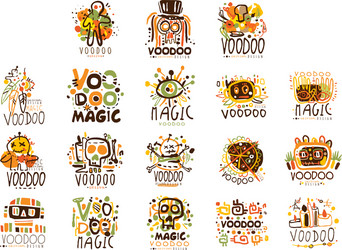 Voodoo and magic labels design set Royalty Free Vector Image
