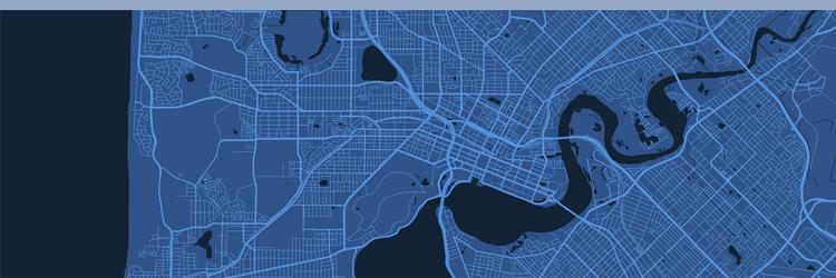 Detailed map of perth city linear print Royalty Free Vector